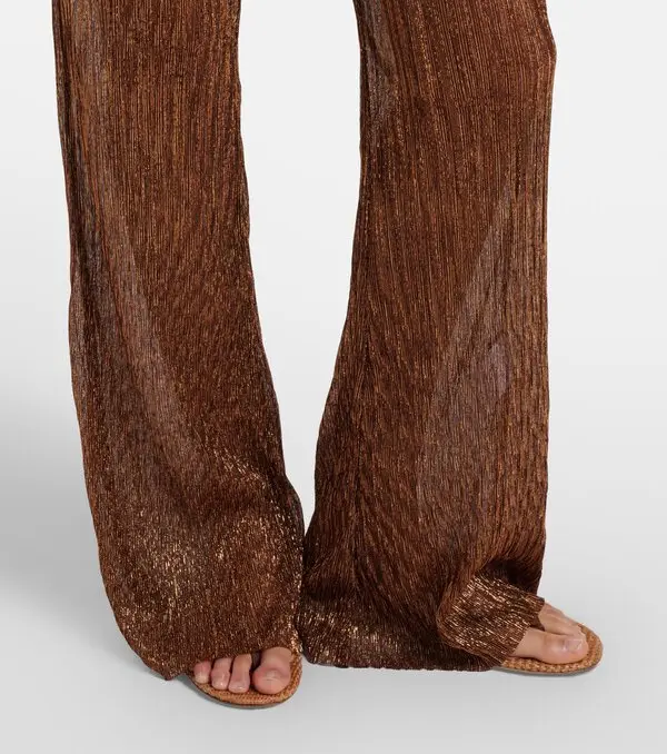 CALA DE LA CRUZ Dries Lamé Flared Pants