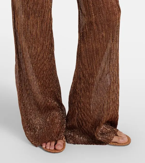 CALA DE LA CRUZ Metallic Flared Pants - Gold