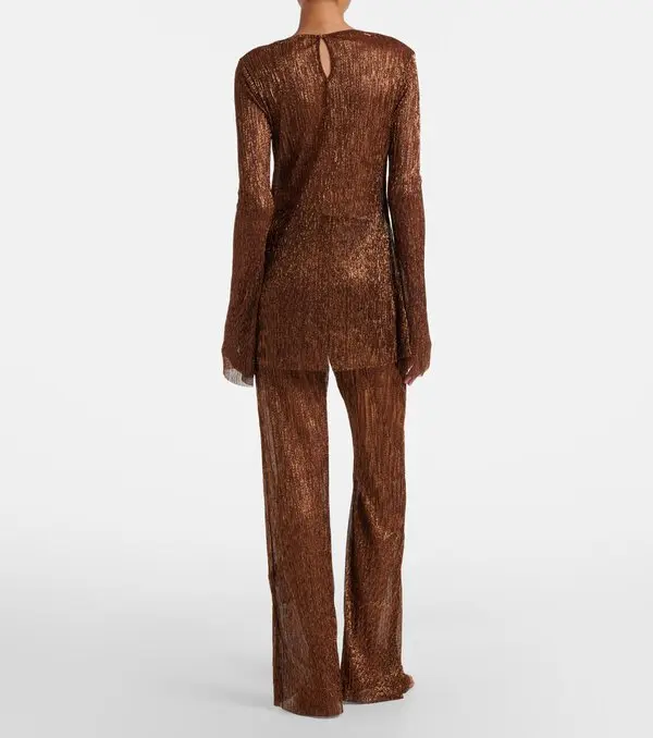 CALA DE LA CRUZ Metallic Flared Pants - Gold