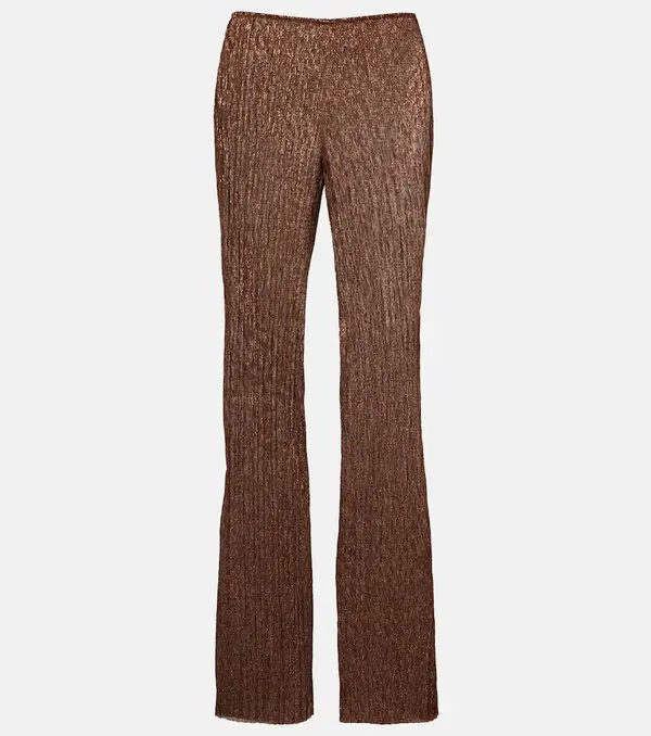 CALA DE LA CRUZ Dries Lamé Flared Pants - Gold