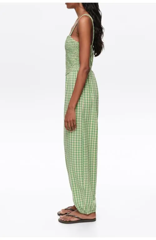 Bimba Y Lola Checked Gathered Balloon Jumpsuit