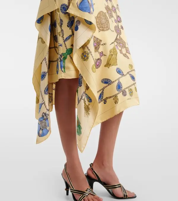 Versace Printed Silk Twill Wrap Skirt