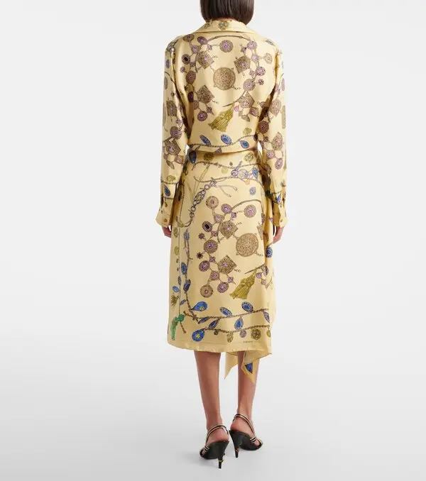 Versace Printed Silk Twill Wrap Skirt