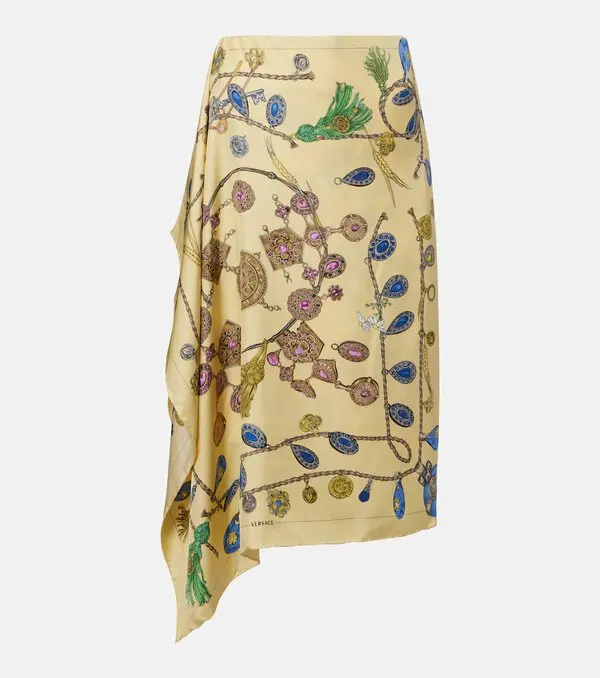 Versace Printed Silk Twill Wrap Skirt