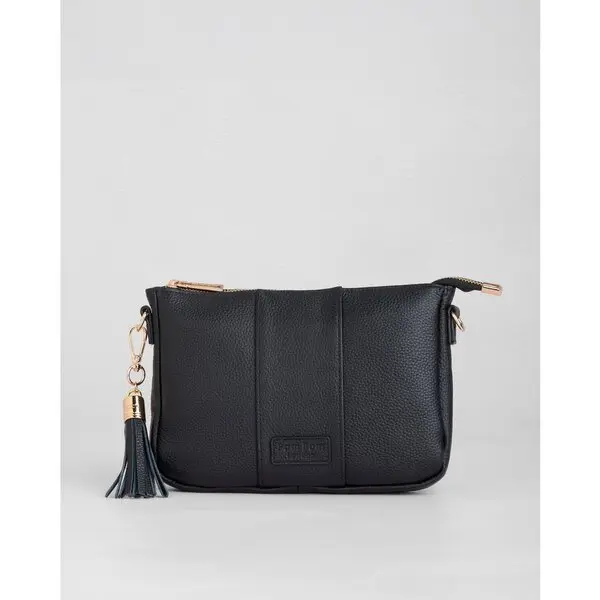 POM POM LONDON City Slim Crossbody Bag - Black