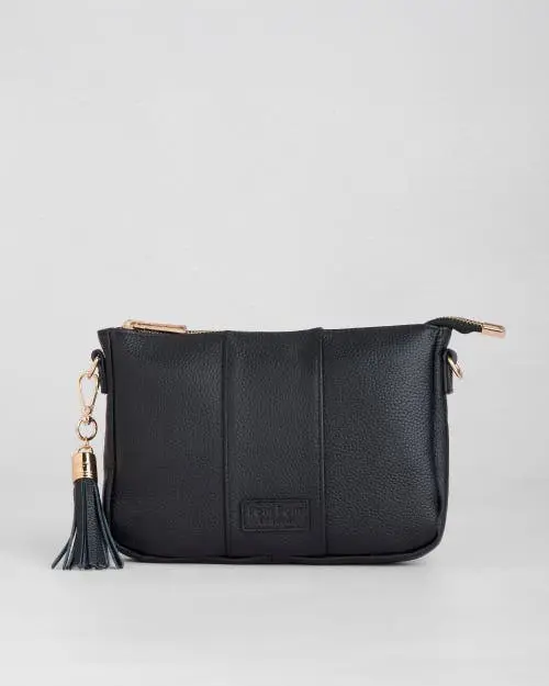 POM POM LONDON City Slim Crossbody Bag - Black