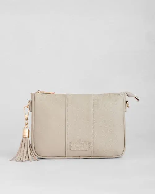 POM POM LONDON City Slim Crossbody Bag - Stone
