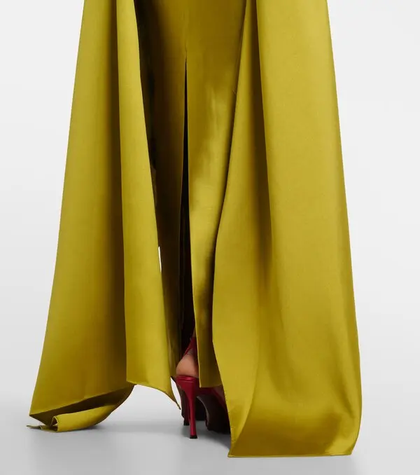 Solace London Strapless Draped Satin Gown