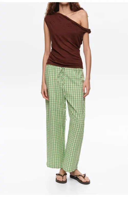 Bimba Y Lola Checked Corset-waist Trousers - Green