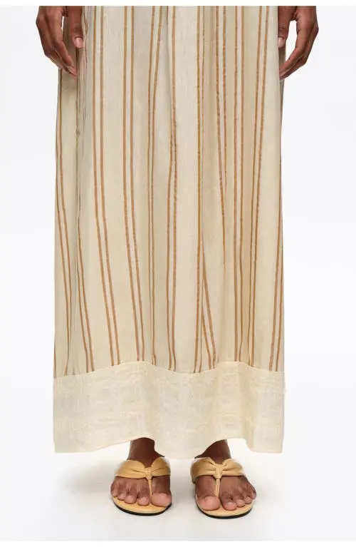 Bimba Y Lola Striped Linen Blend Midi Dress