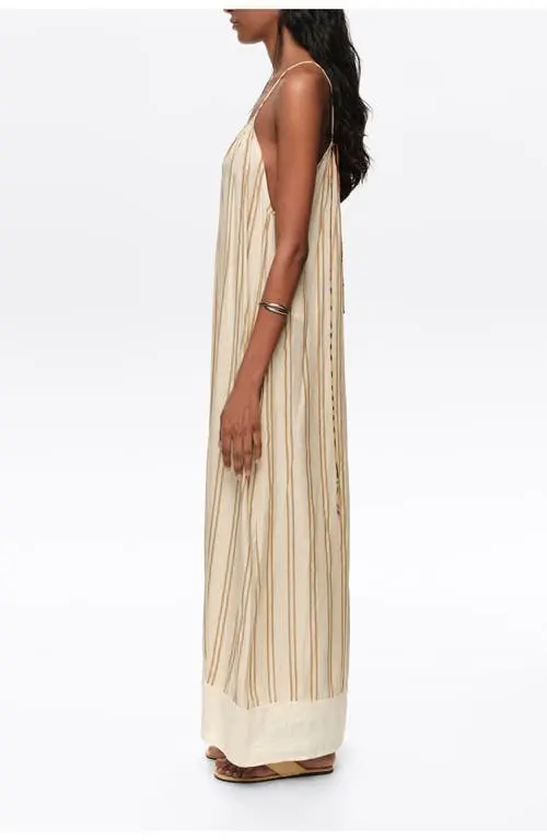 Bimba Y Lola Striped Linen Blend Midi Dress