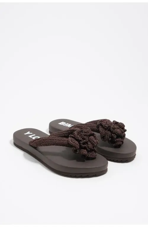 Bimba Y Lola Crochet Flower Flip-flops - Dark Brown