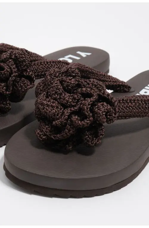 Bimba Y Lola Crochet Flower Flip-flops - Dark Brown