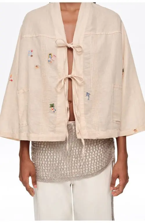Bimba Y Lola Mini Embroidered Kimono Jacket