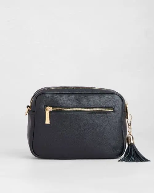 POM POM LONDON City Duo Crossbody Bag - Black