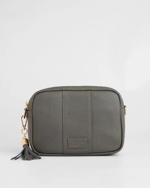 POM POM LONDON City Duo Crossbody Bag - Volcano Grey