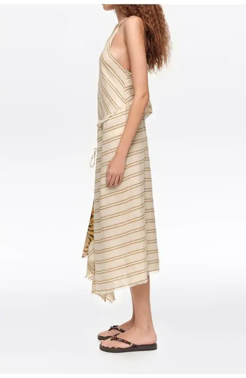 Bimba Y Lola Striped Print Sarong Midi Dress