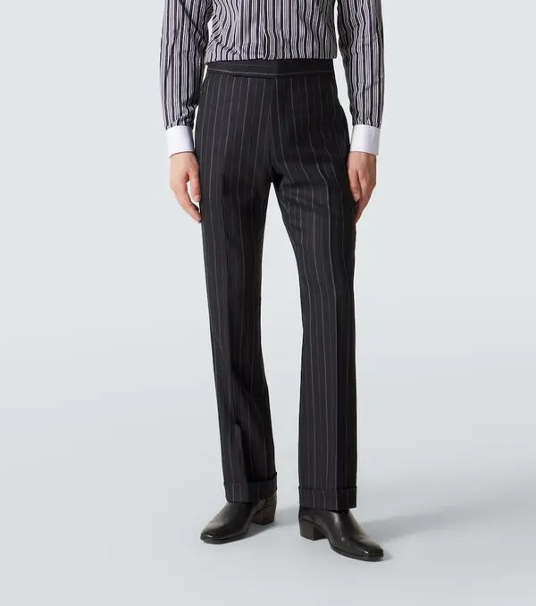 TOM FORD Striped Wool Straight Pants