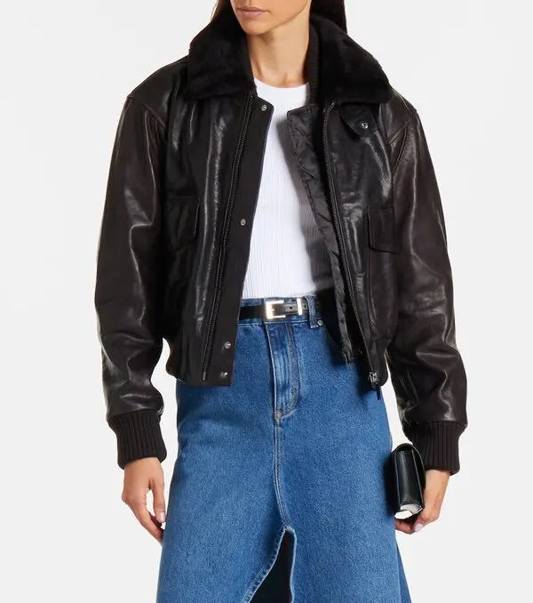 Victoria Beckham Shearling-trimmed Leather Jacket