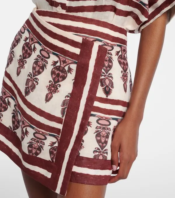 Johanna Ortiz Printed Linen Wrap Skirt