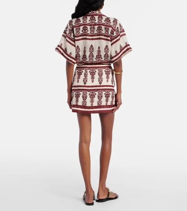 Johanna Ortiz Printed Linen Wrap Skirt