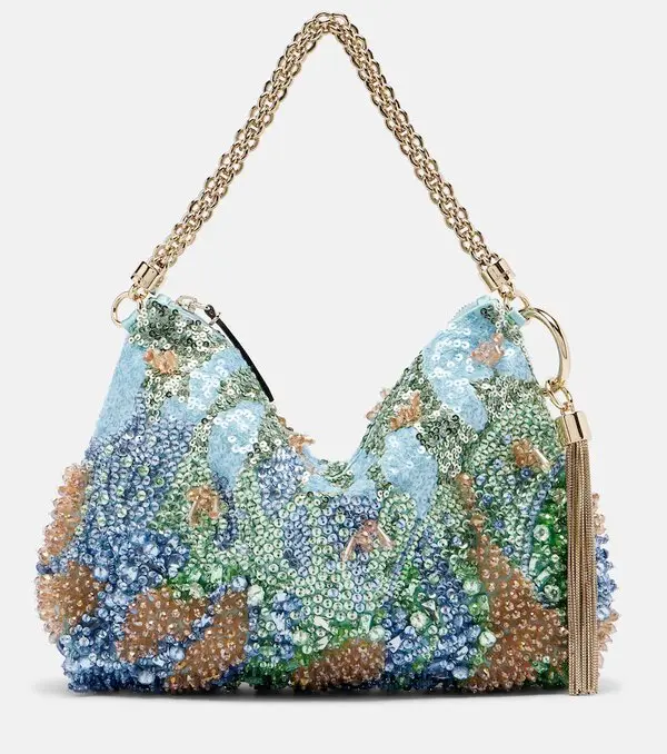 JIMMY CHOO Callie Small Brocade Top-handle Bag - Blue