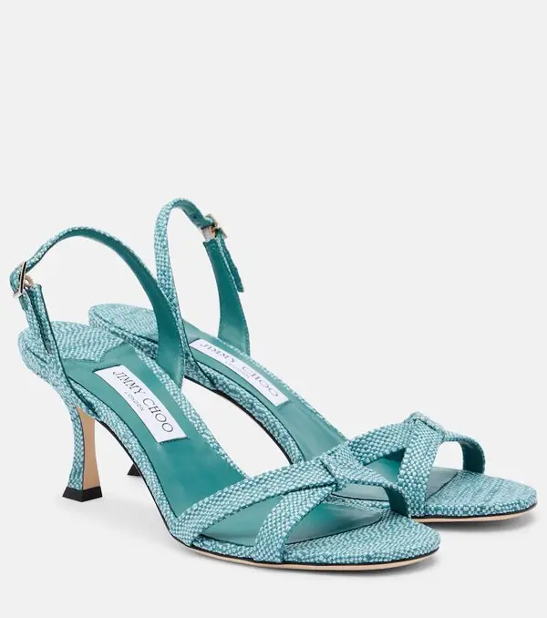 JIMMY CHOO Elsy Woven Slingback Sandals - Blue