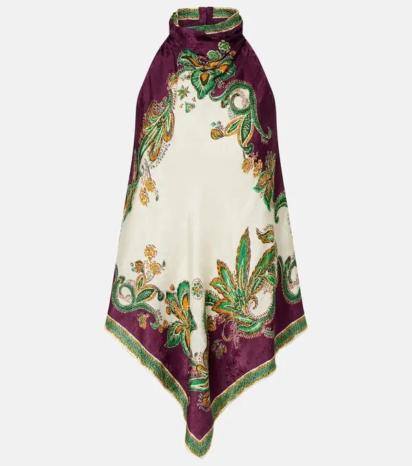 ALEMAIS Ruthie Floral Halterneck Top - Purple