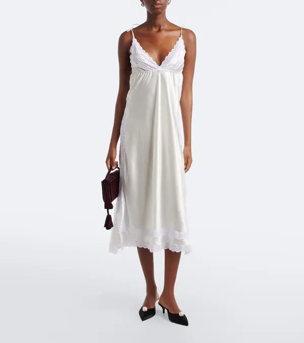 Magda Butrym Lace-trimmed Silk Satin Slip Dress - White