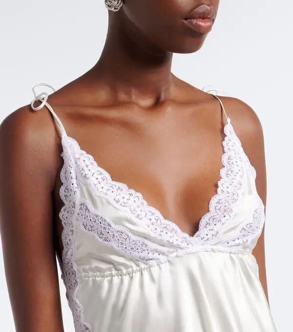 Magda Butrym Lace-trimmed Silk Satin Slip Dress - White