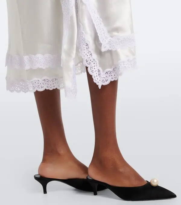 Magda Butrym Lace-trimmed Silk Satin Slip Dress - White