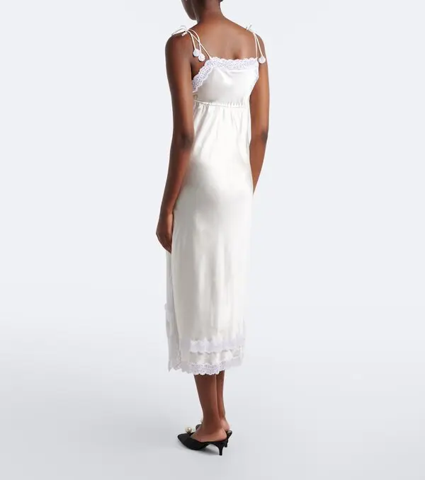 Magda Butrym Lace-trimmed Silk Satin Slip Dress - White