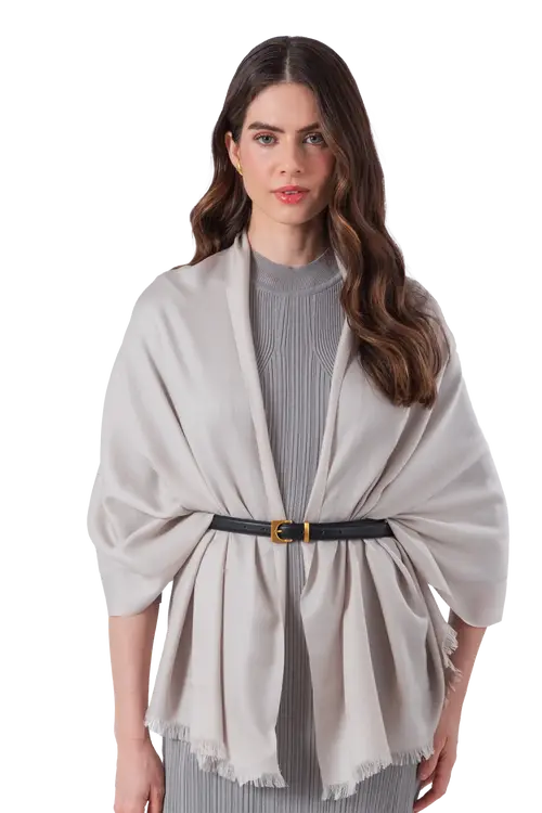ESTHERA Wool Logo Scarf - Grey