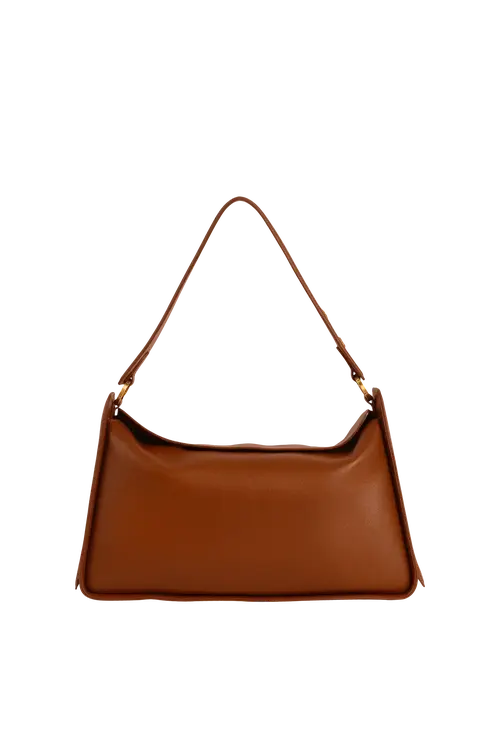 ESTHERA 10am Maxi Leather Shoulder Bag - Caramel