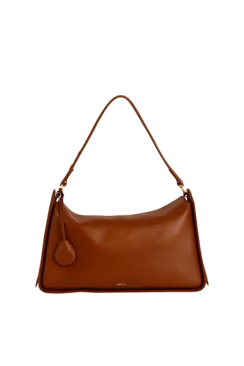 ESTHERA 10am Maxi Leather Shoulder Bag - Caramel