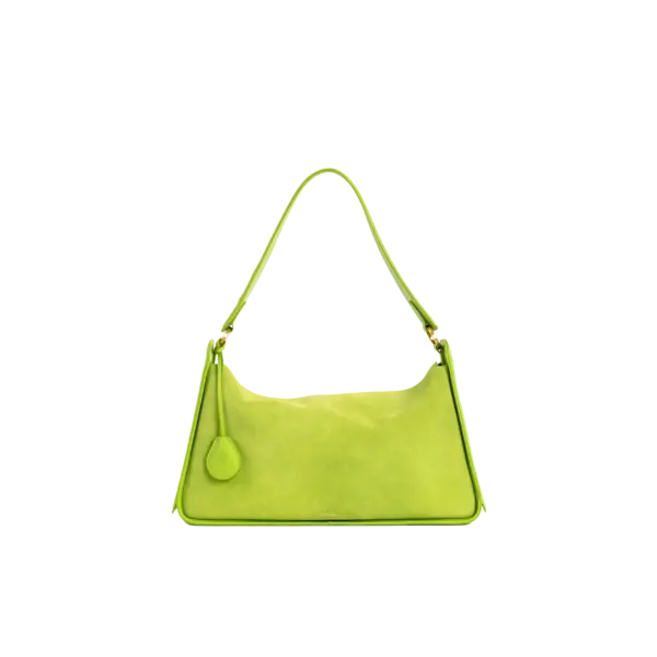 ESTHERA 10am Maxi Leather Shoulder Bag - Lemon Green