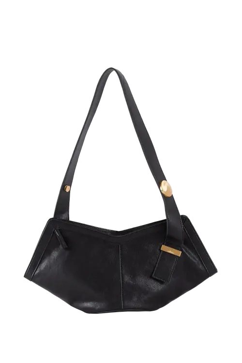 ESTHERA 1111am Leather Shoulder Bag - Black