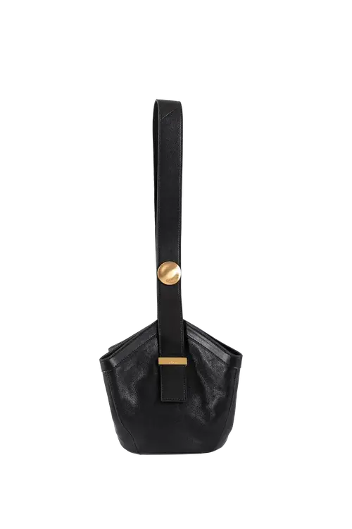 ESTHERA 1111am Leather Shoulder Bag - Black