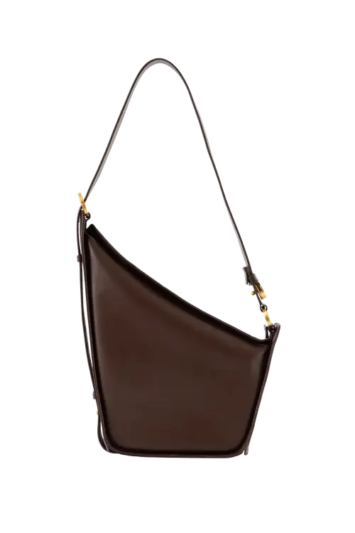 ESTHERA 10am Leather Belted Strap Bag - Coffee Brown