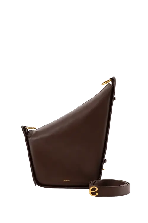 ESTHERA 10am Leather Belted Strap Bag - Coffee Brown