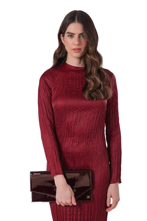 ESTHERA 1am Leather Envelope Bag - Burgundy