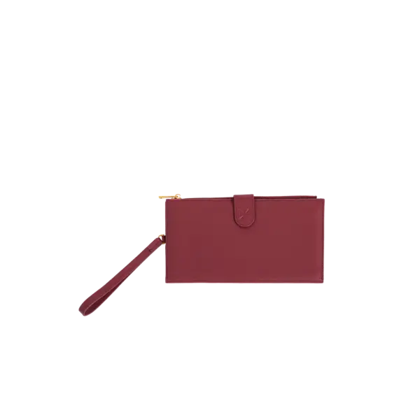 ESTHERA Leather Passport Holder - Burgundy