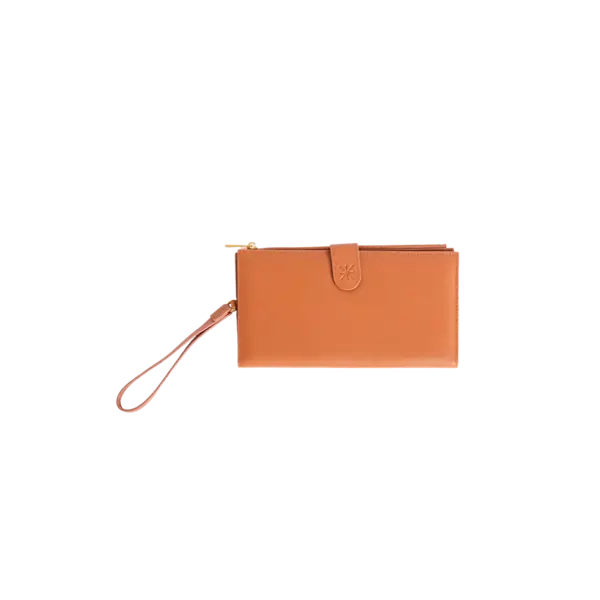 ESTHERA Leather Passport Holder - Caramel