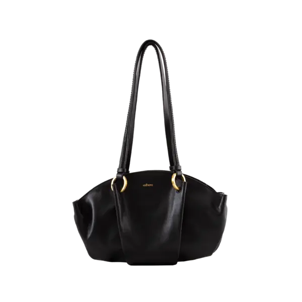 ESTHERA 0707 Leather Shoulder Bag - Black