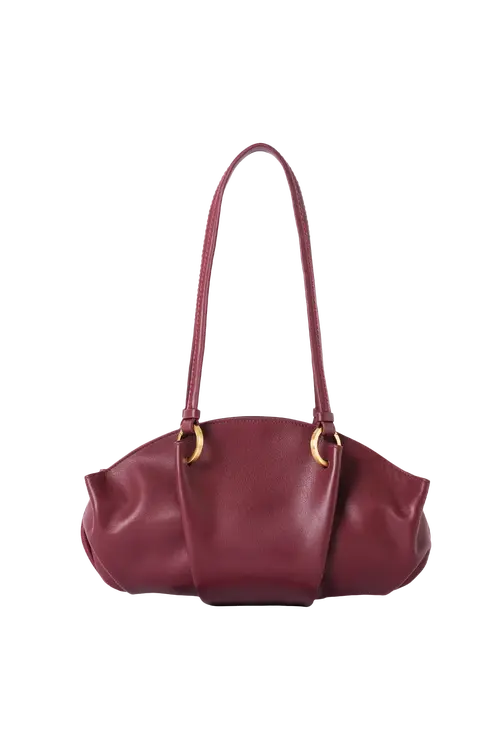 ESTHERA 0707 Leather Shoulder Bag - Burgundy