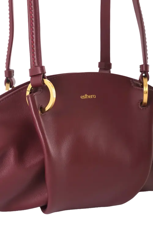 ESTHERA 0707 Leather Shoulder Bag - Burgundy