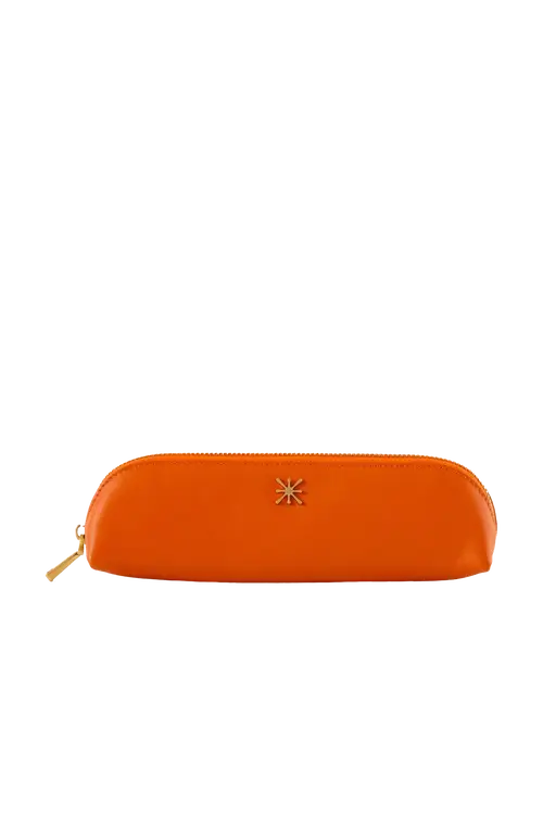 ESTHERA Leather Pencil Case - Orange