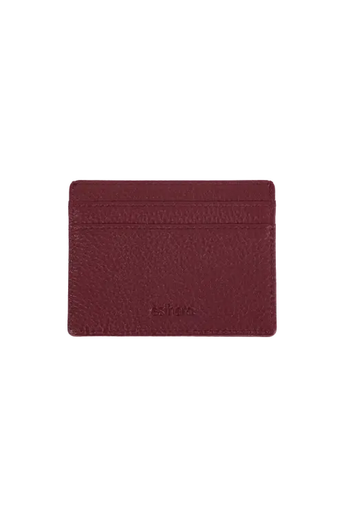 ESTHERA Leather Card Holder - Burgundy