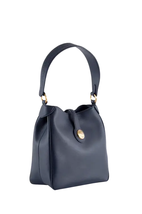 ESTHERA 9am Leather Shoulder Bag - Blue