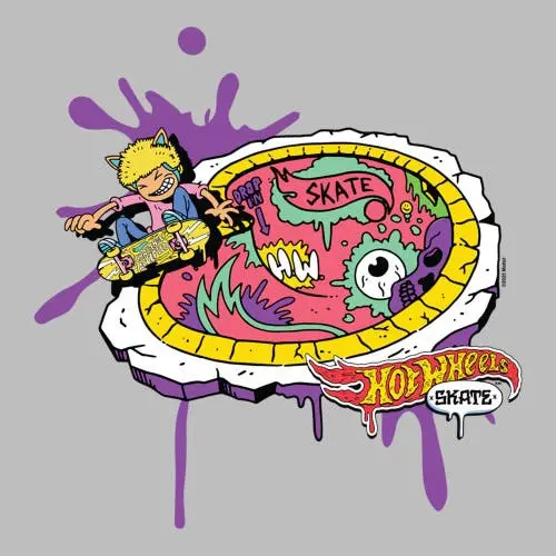 HOT WHEELS Animated Skating Badge Graphic T-shirt